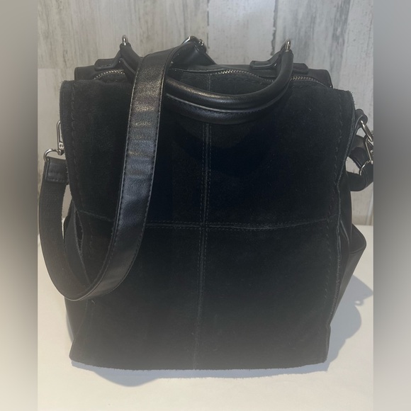 Moda Luxe | Bags | Moda Luxe Black Suede And Vegan Leather Convertible ...